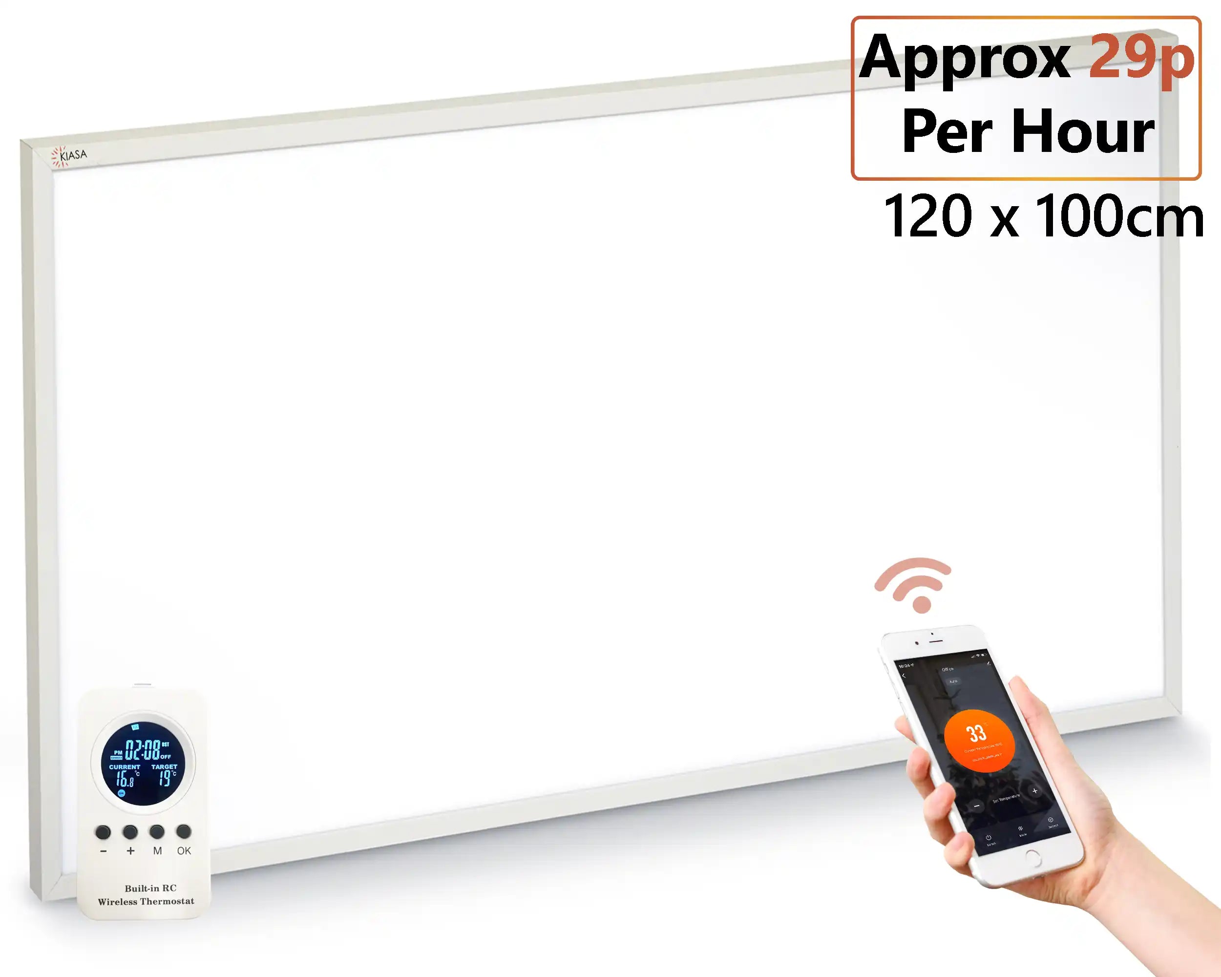 Kiasa Smart Wi-Fi Infrared Heating Panel 1200W - White
